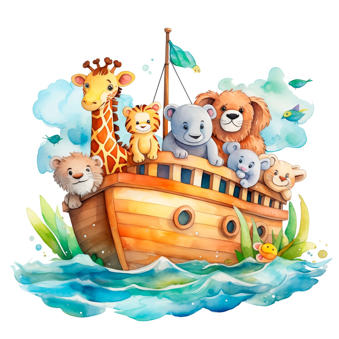 10 PNG Noah's Ark Clipart, Watercolor Noah's Ark Watercolor Clipart ...