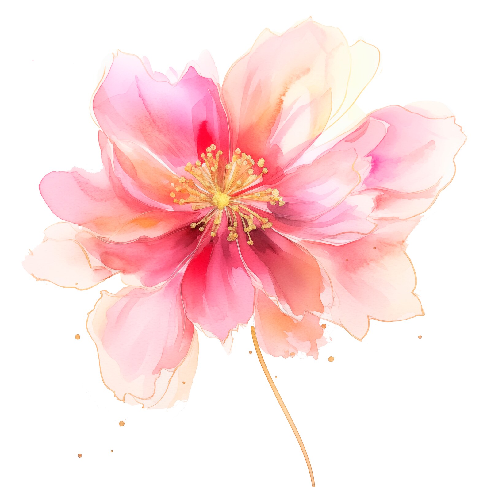 10 Abstract Flowers Clipart, Pink Gold Flower, Flowers Print, Printable ...