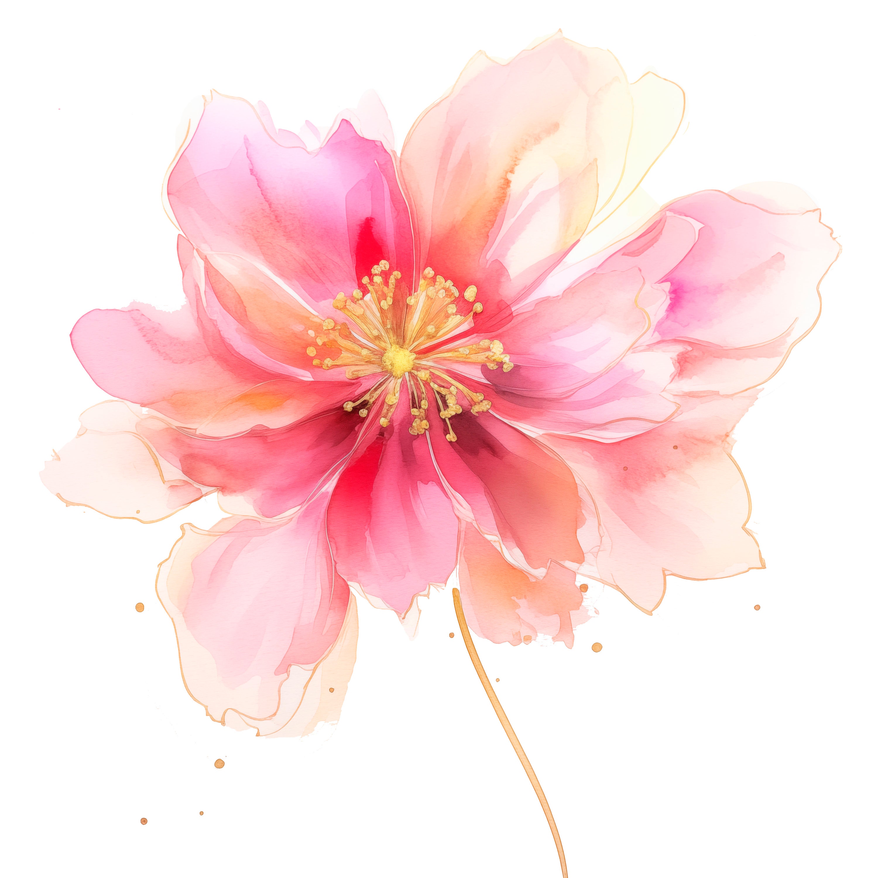 10 Abstract Flowers Clipart, Pink Gold Flower, Flowers Print, Printable ...
