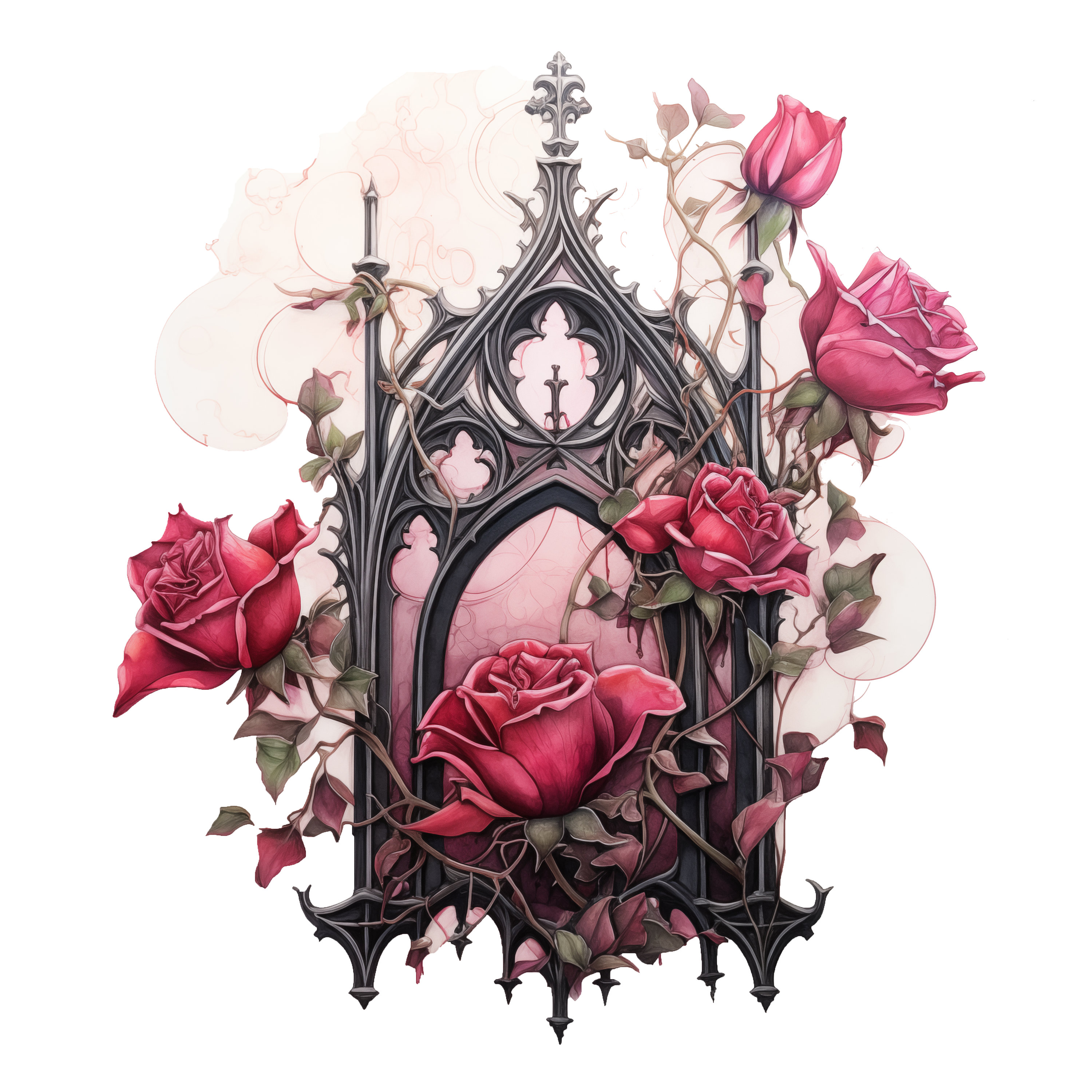 10 PNG Watercolor Gothic Floral Clipart, Magical Gothic Flowers Clip ...