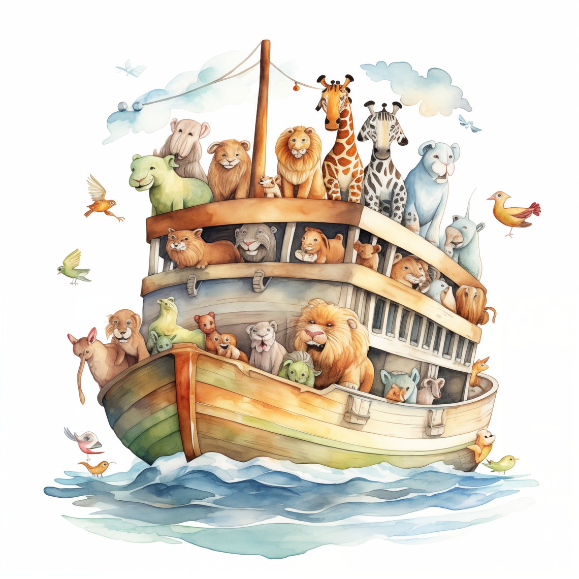 10 PNG Noah's Ark Clipart, Watercolor Noah's Ark Watercolor Clipart ...