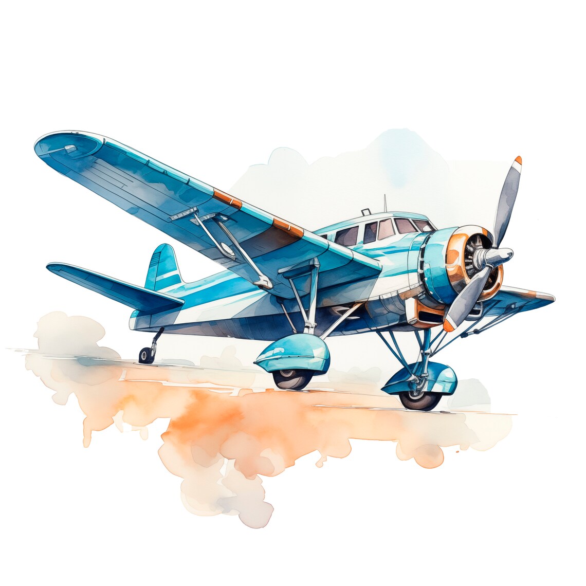 10 High Quality Transparent PNG Vintage Airplane Watercolor Planes ...