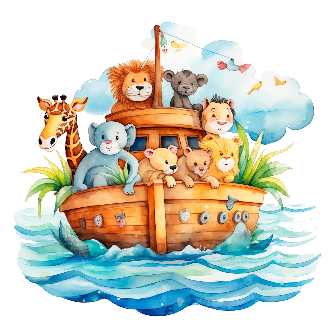 10 PNG Noah's Ark Clipart, Watercolor Noah's Ark Watercolor Clipart ...