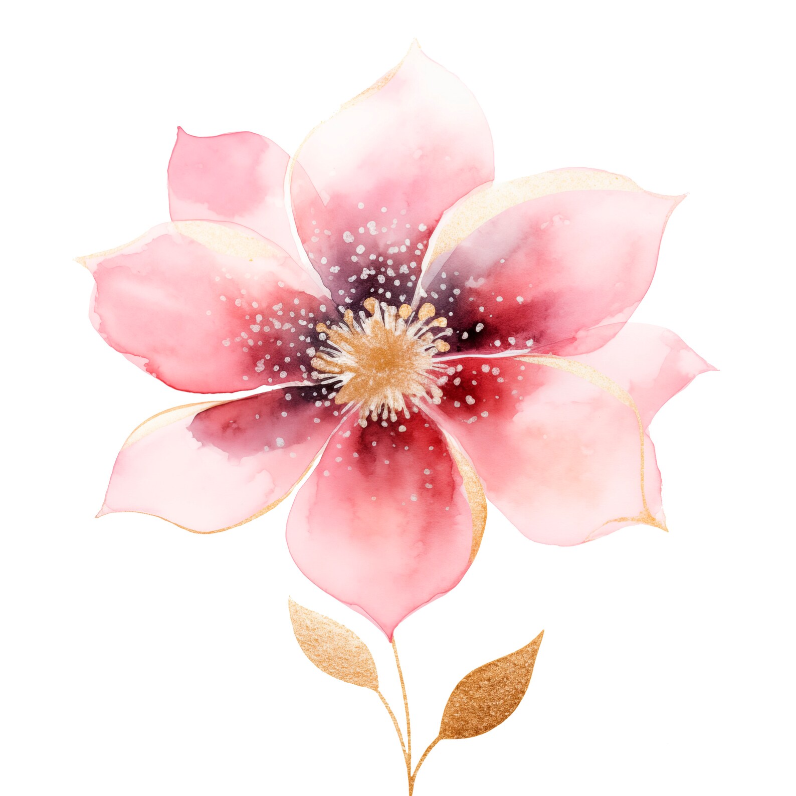 10 Abstract Flowers Clipart, Pink Gold Flower, Flowers Print, Printable ...