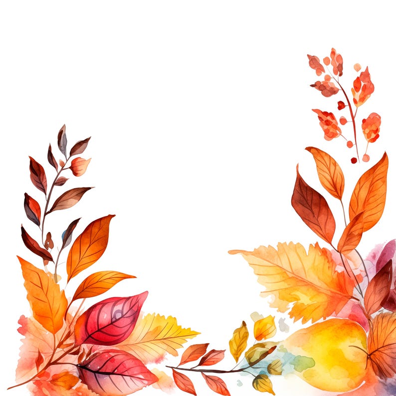Autumn Leaves Clipart, Watercolor Fall Leaf Clipart Bundle, Fall Leaves ...