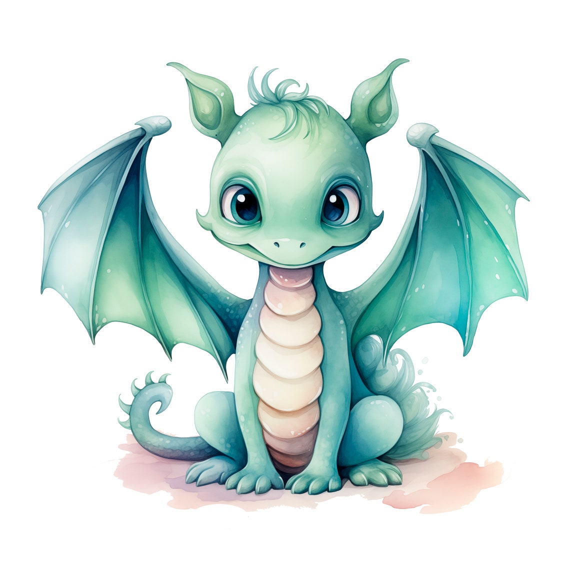 Dragons Watercolor Clipart, Cute Dragon PNG, Nursery Wall Art, Boys ...