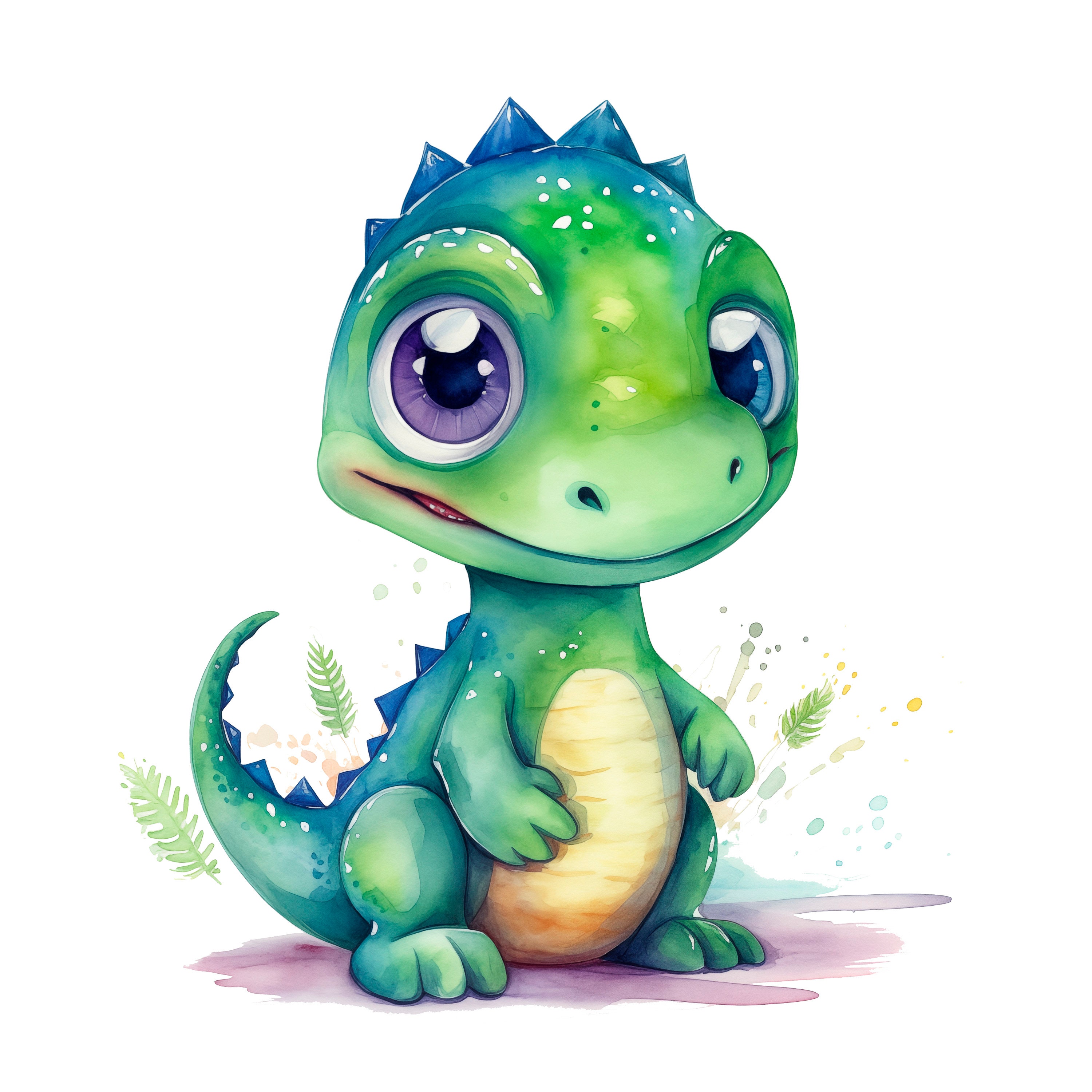 10 Cartoon Dinosaur Clipart, Baby Dinosaur, Printable Watercolor ...