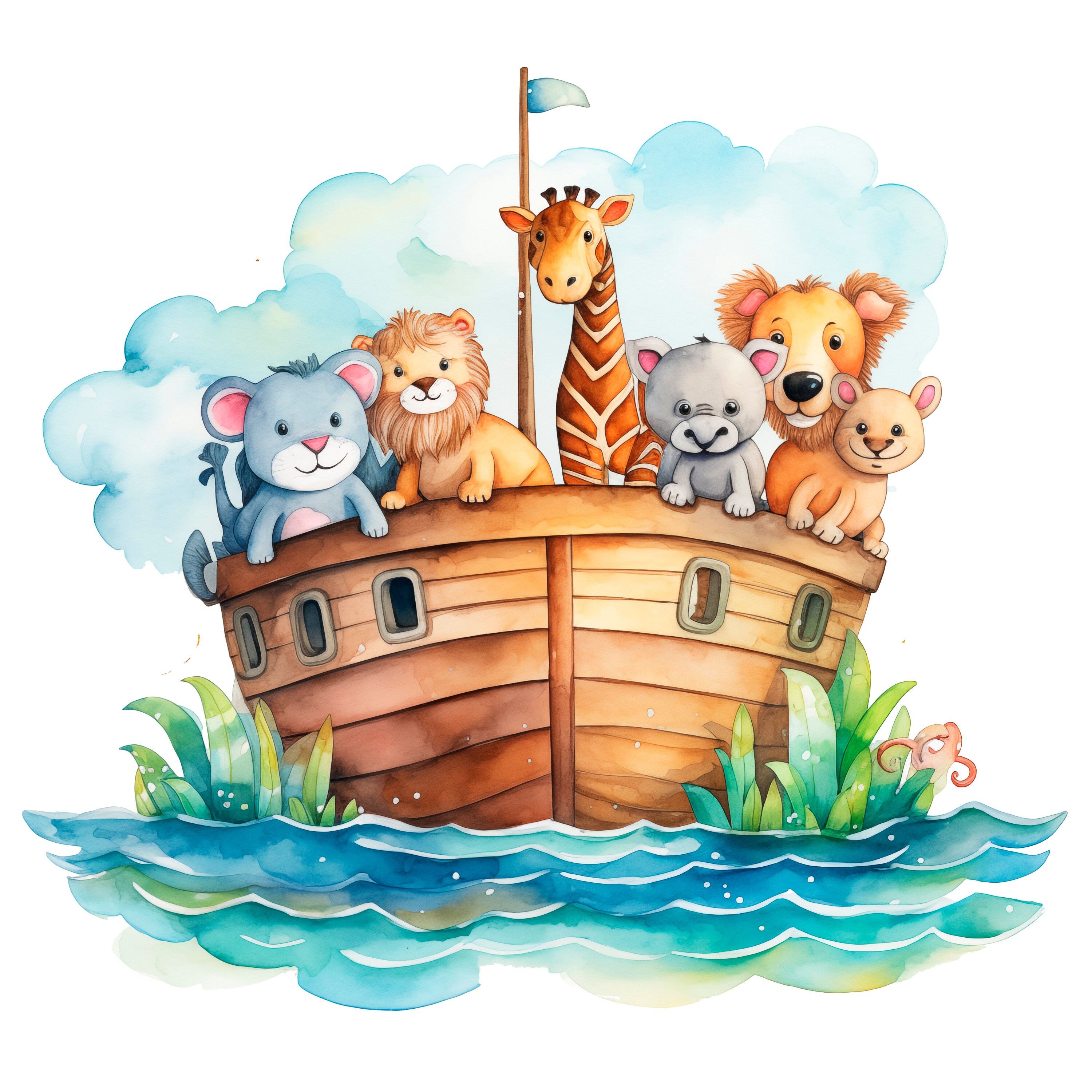 10 PNG Noah's Ark Clipart, Watercolor Noah's Ark Watercolor Clipart ...