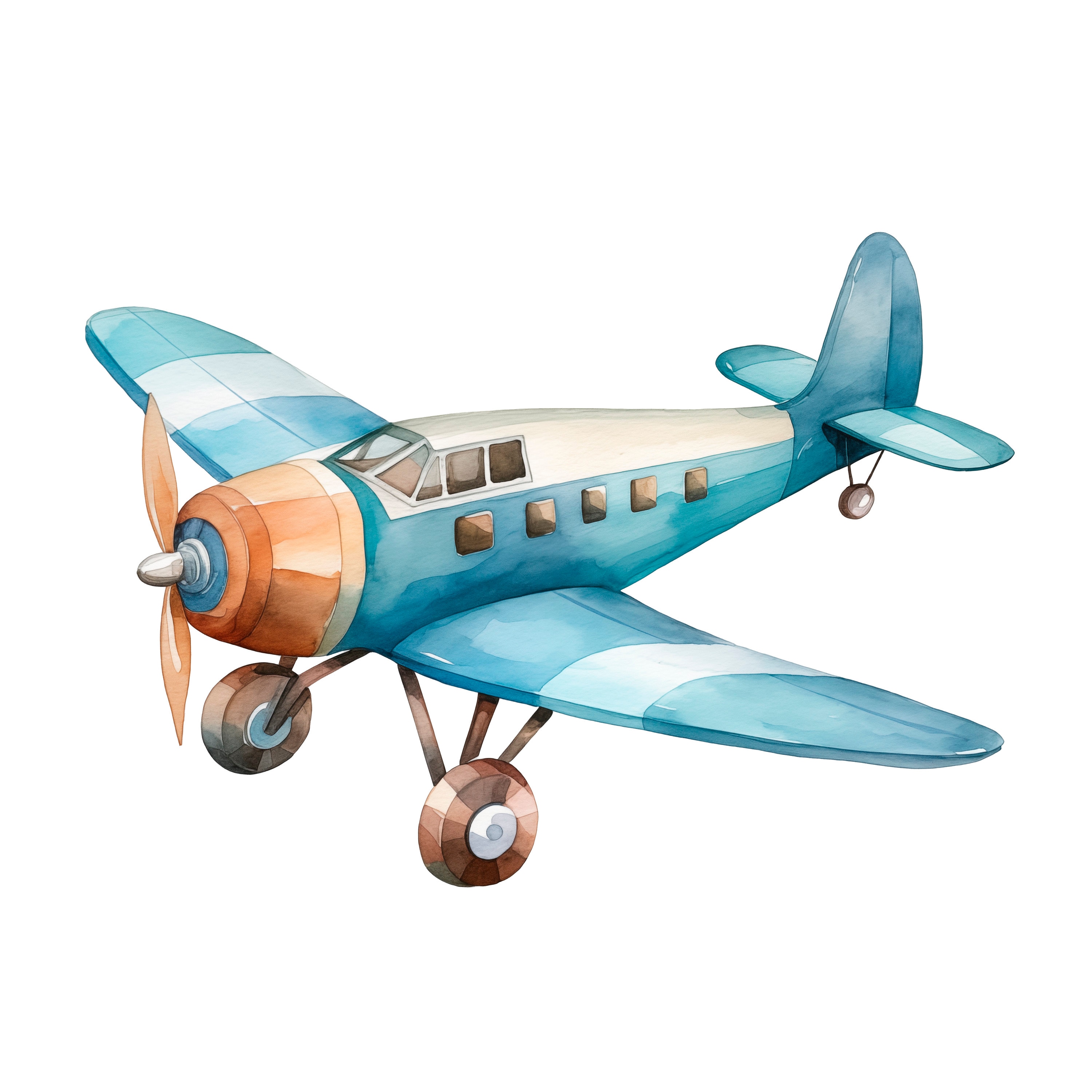 Air Transport Watercolor Clipart, Airplane Clip Art, Nursery Decor ...