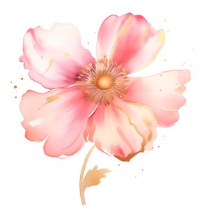 10 Abstract Flowers Clipart, Pink Gold Flower, Flowers Print, Printable ...