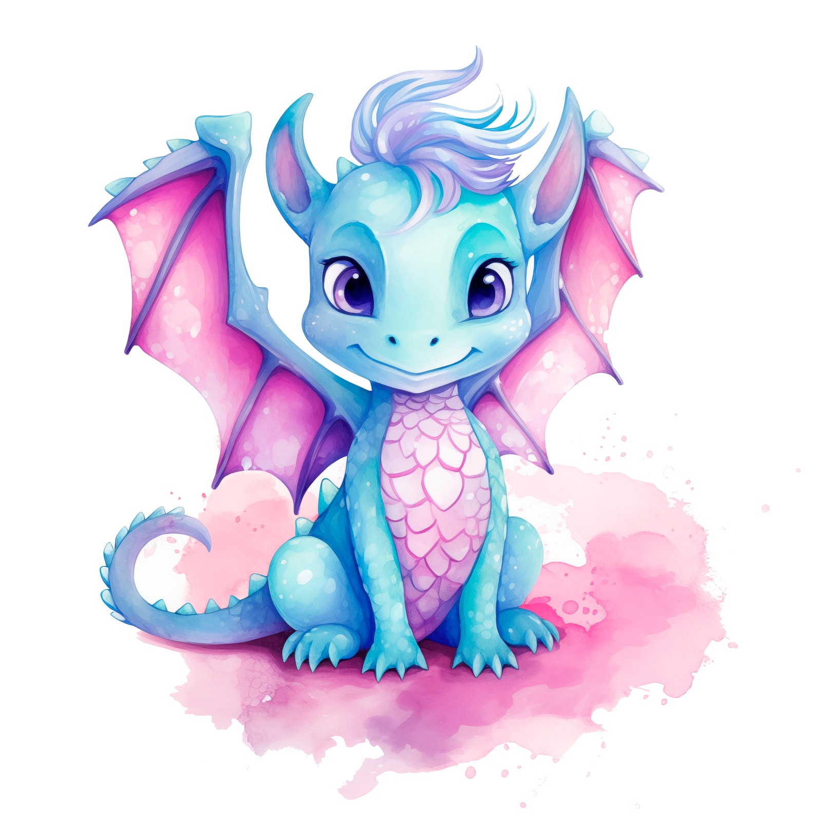 Dragons Watercolor Clipart, Cute Dragon PNG, Nursery Wall Art, Boys ...