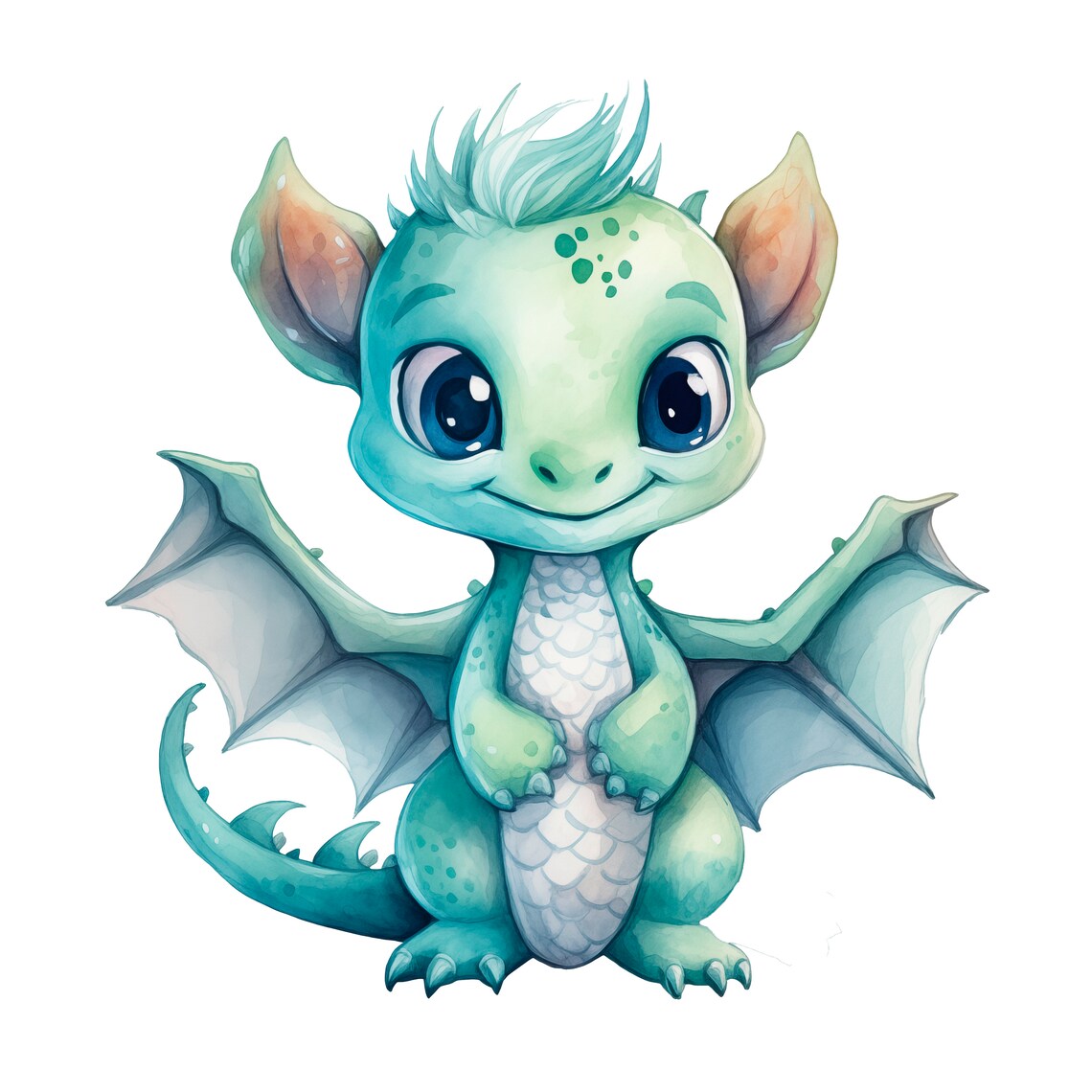 Dragons Watercolor Clipart, Cute Dragon PNG, Nursery Wall Art, Boys ...