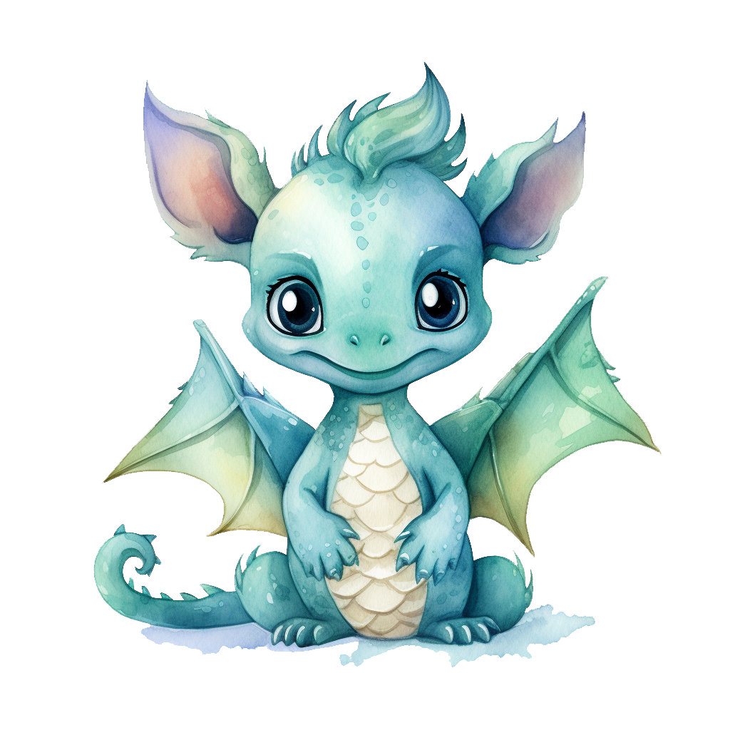 Dragons Watercolor Clipart, Cute Dragon PNG, Nursery Wall Art, Boys ...