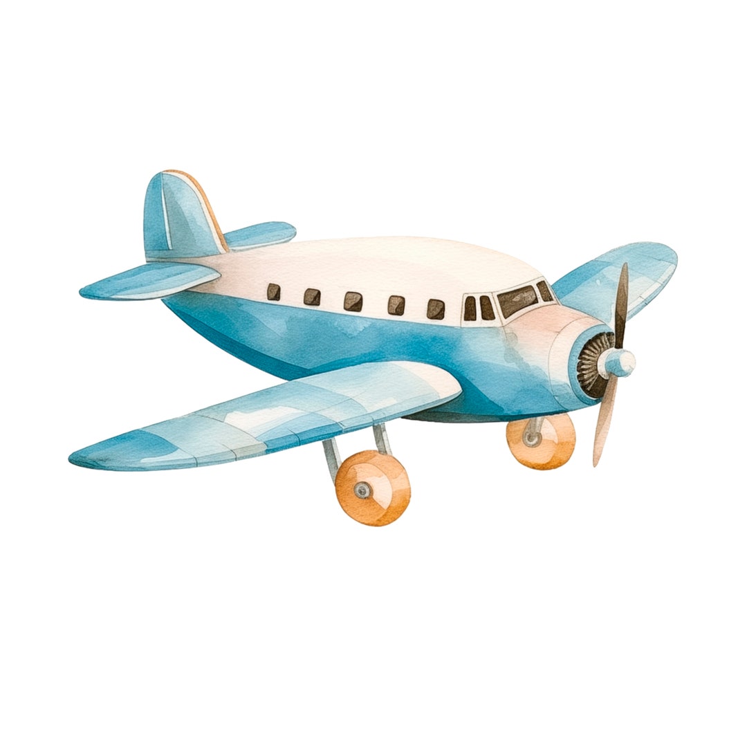Air Transport Watercolor Clipart, Airplane Clip Art, Nursery Decor ...