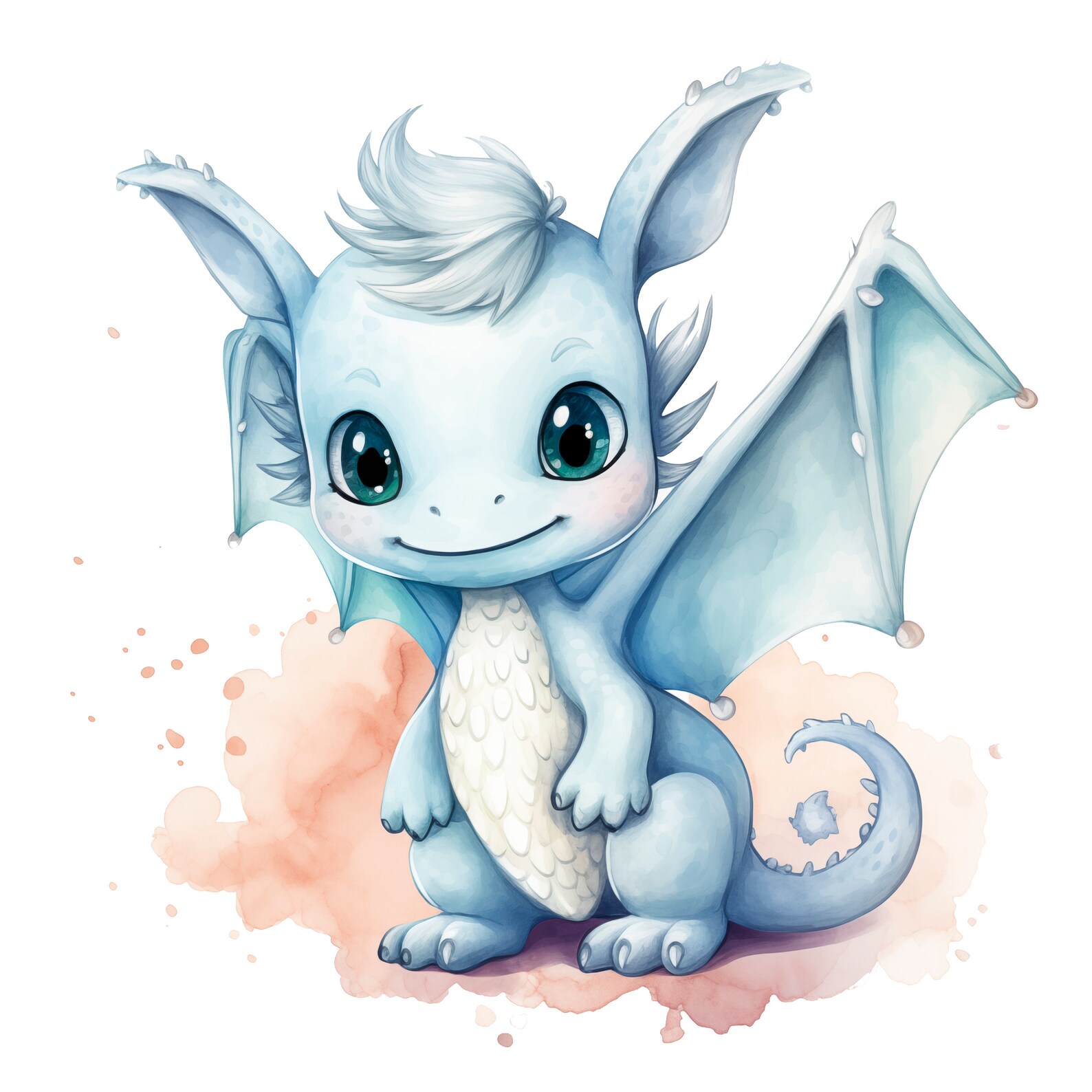 Dragons Watercolor Clipart, Cute Dragon PNG, Nursery Wall Art, Boys ...