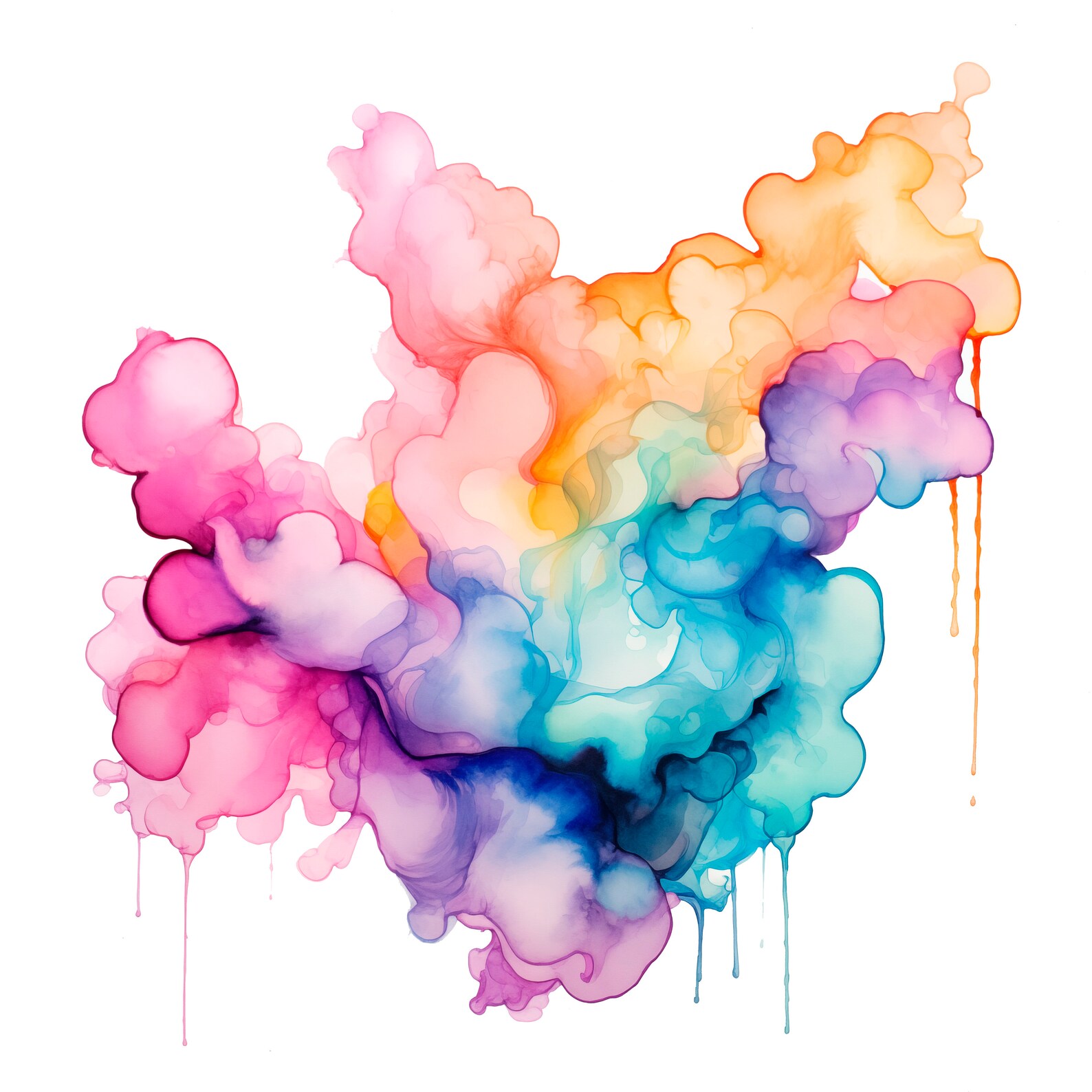 10 Pastel Watercolor Alcohol Ink Splash Clipart, Paint Splatter PNG ...