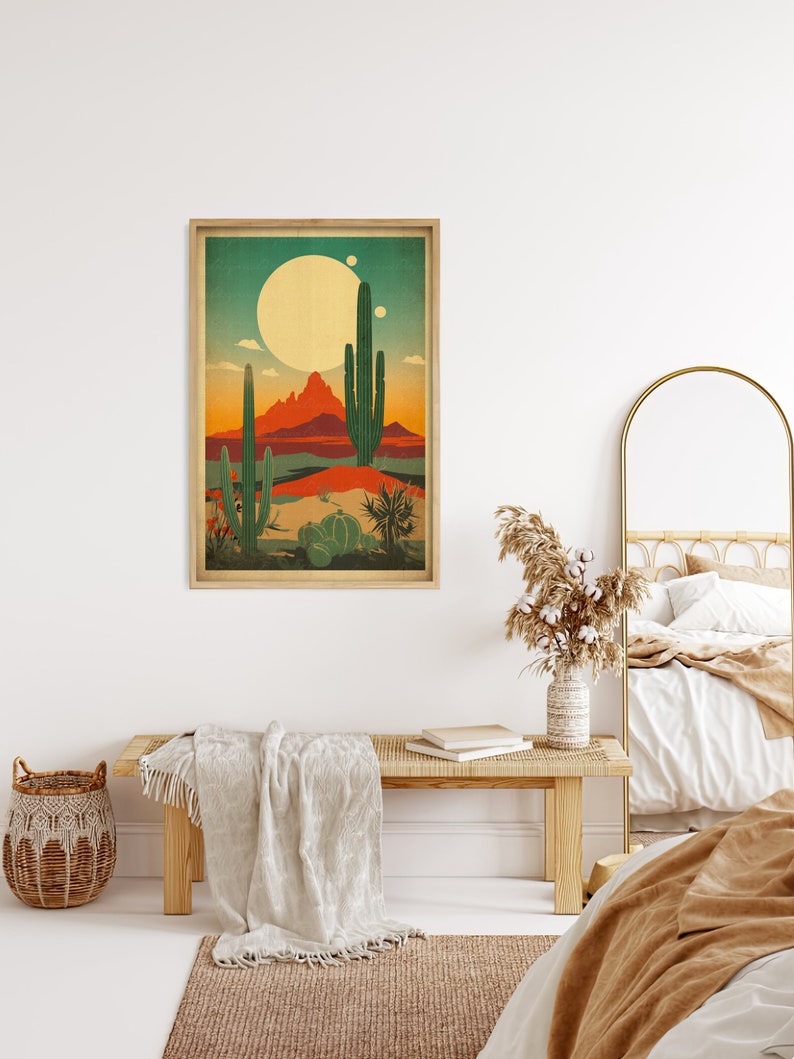 Boho Desert Art, Cactus Art Print, Southwest Desert Wall Art, Boho ...