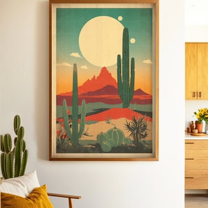 Boho Desert Art, Cactus Art Print, Southwest Desert Wall Art, Boho ...