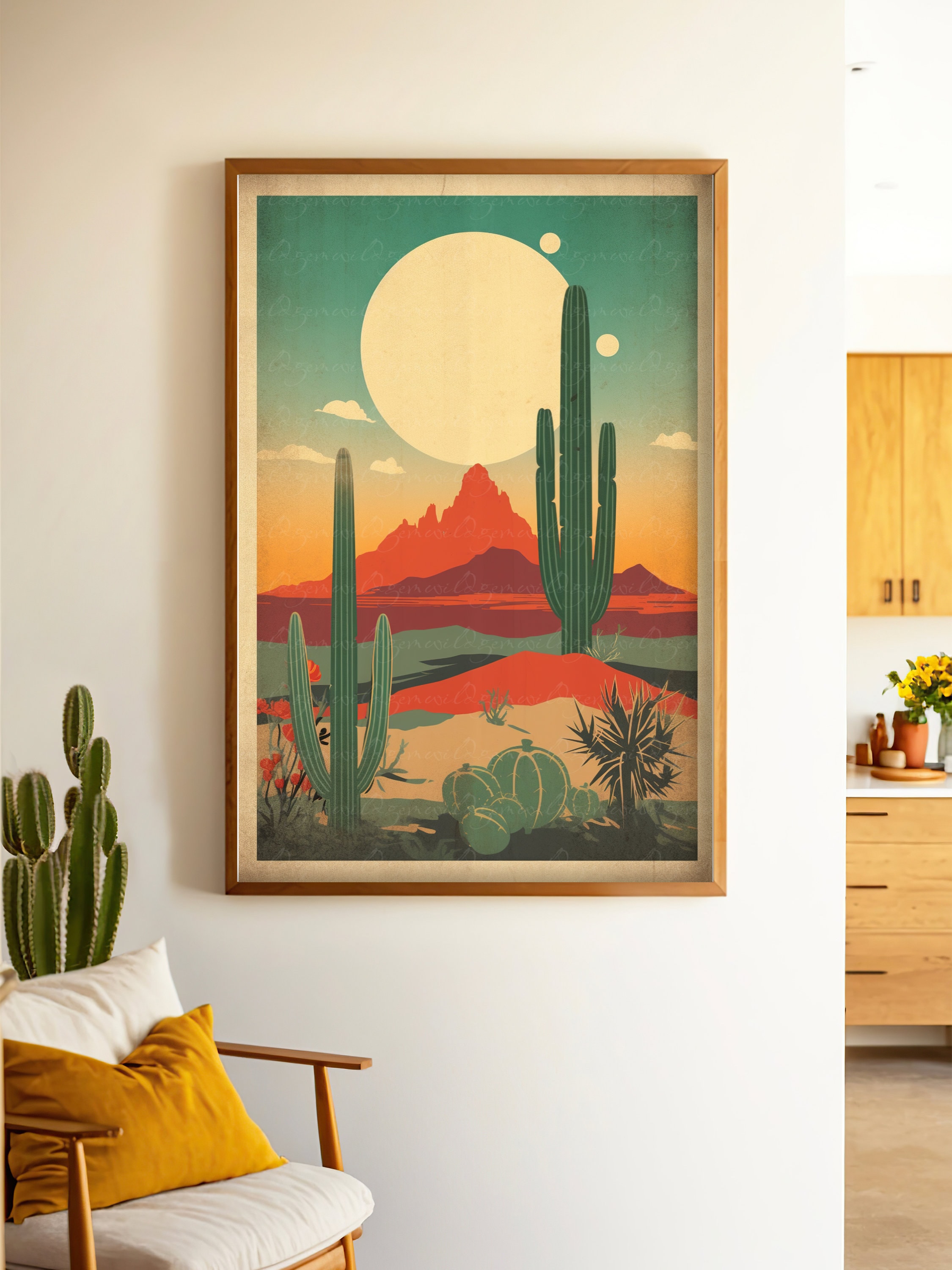 Boho Desert Art, Cactus Art Print, Southwest Desert Wall Art, Boho ...