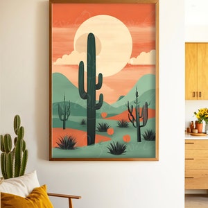 Large Cactus Poster Boho Desert Print - Boho Bedroom Decor ...