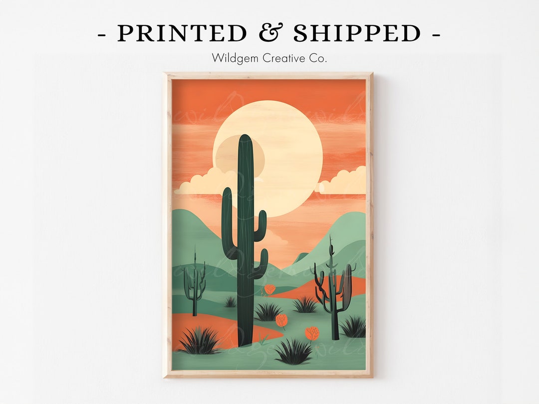 Large Cactus Poster Boho Desert Print - Boho Bedroom Decor ...
