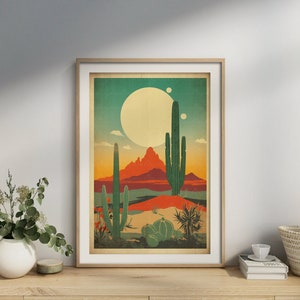 Boho Desert Art, Cactus Art Print, Southwest Desert Wall Art, Boho ...