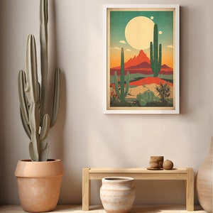 Boho Desert Art, Cactus Art Print, Southwest Desert Wall Art, Boho ...
