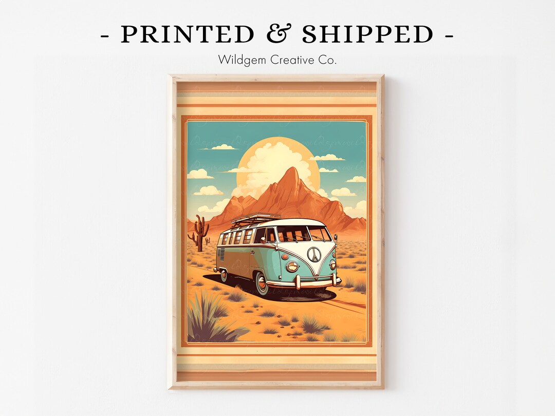 Vintage VW Bus Print Retro Car Poster VW Bus Decor Gift 1970s Retro ...