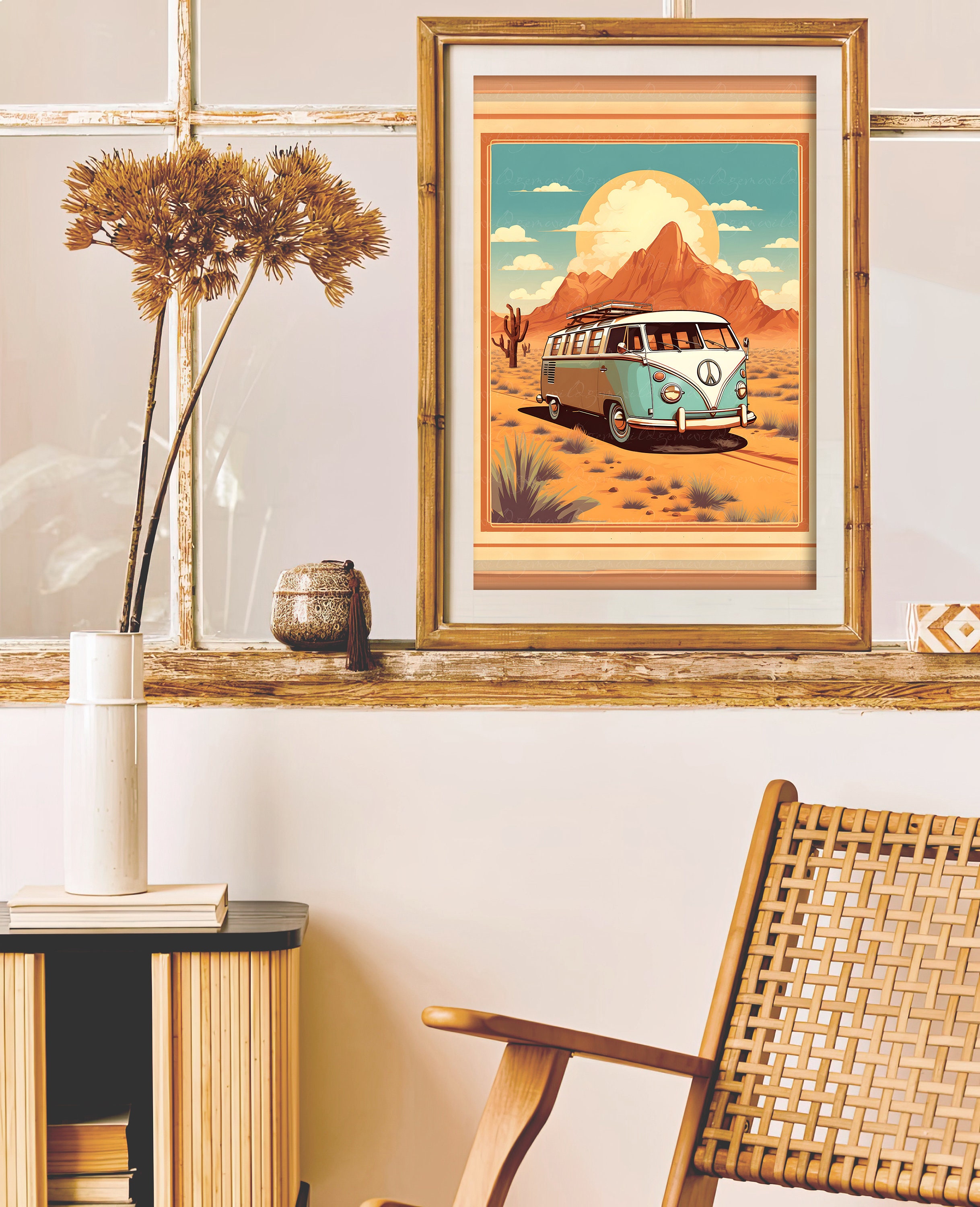 Vintage VW Bus Print Retro Car Poster VW Bus Decor Gift 1970s Retro ...