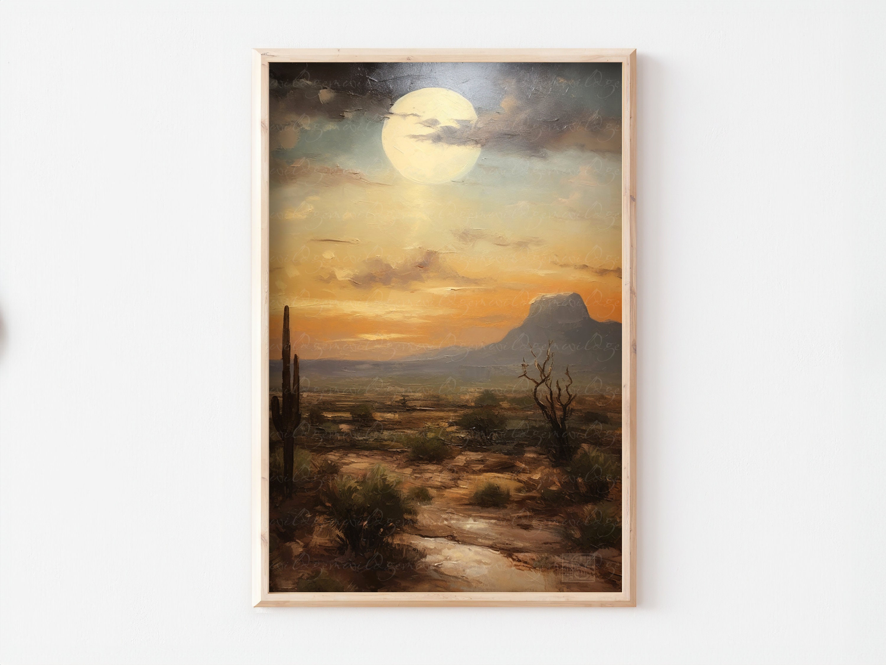 Desert Sunset Art Oil Painting Desert Landscape Wall Art - Etsy