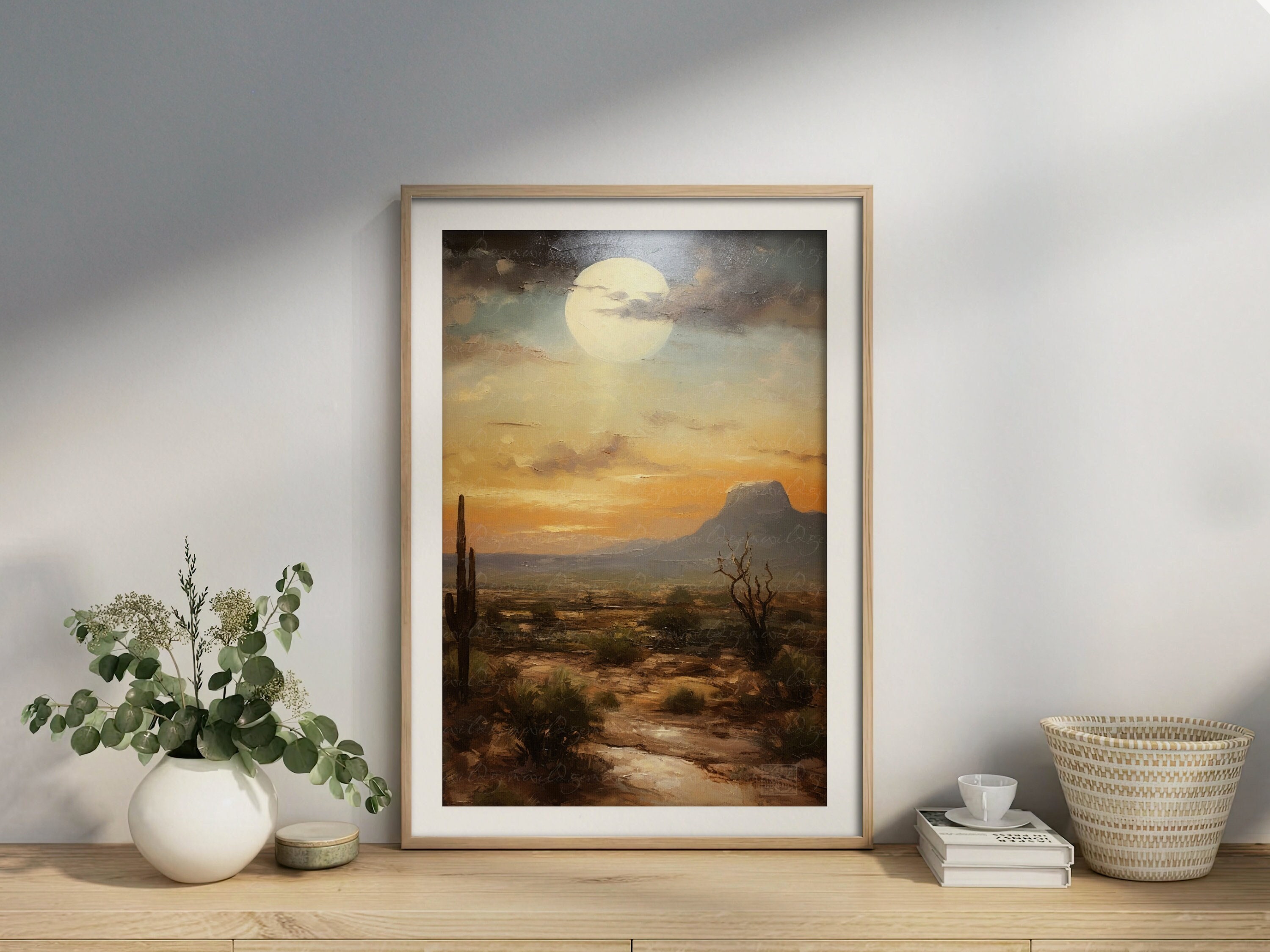 Desert Sunset Art Oil Painting Desert Landscape Wall Art - Etsy