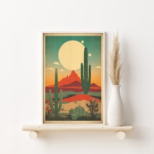 Boho Desert Art, Cactus Art Print, Southwest Desert Wall Art, Boho ...