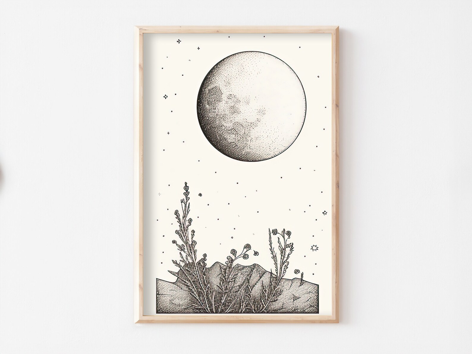 Desert Scene Line Drawing - Boho Desert Landscape Triptych Wall Art ...