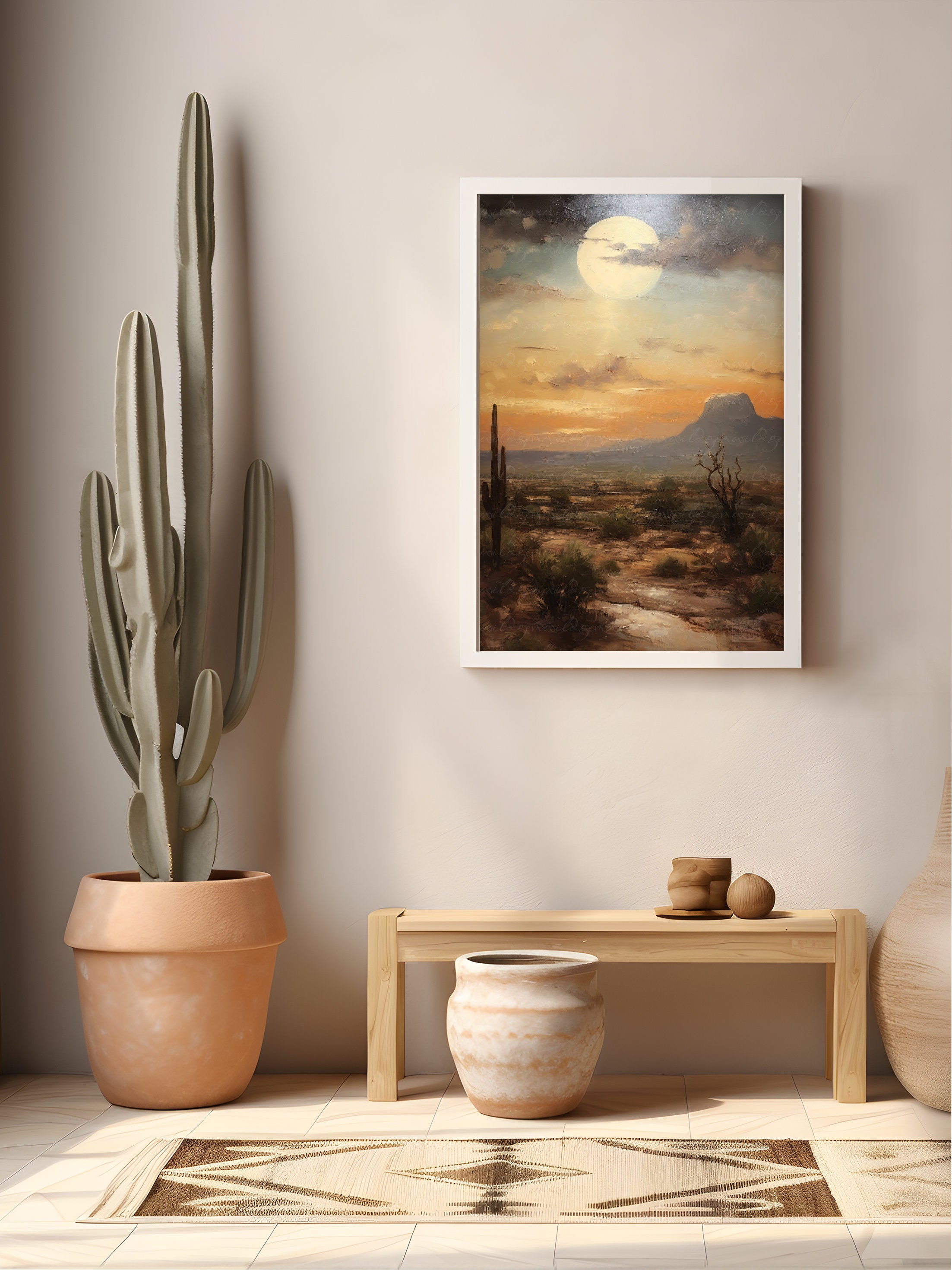 Desert Sunset Art Oil Painting Desert Landscape Wall Art - Etsy