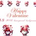 Watercolor Romantic Valentine Gnome Clipart, 38 PNG Cute Valentine ...