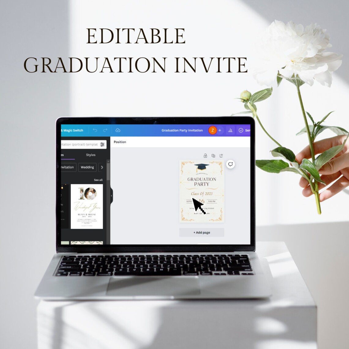 White Graduation Party Invitation, Editable Senior Graduation ...