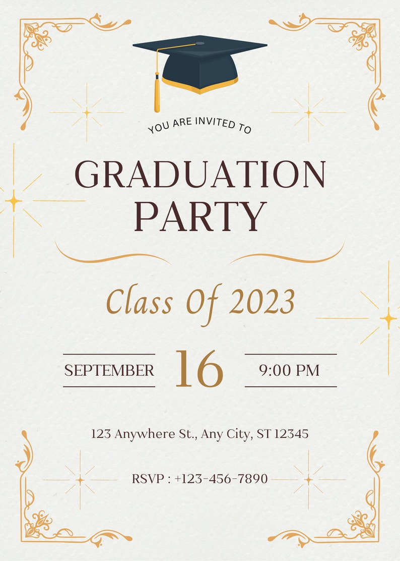 White Graduation Party Invitation, Editable Senior Graduation ...