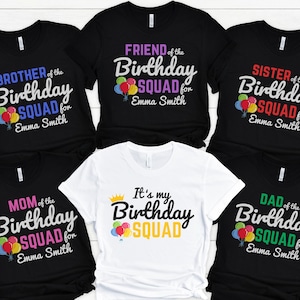 Custom Name Birthday Squad Shirts Birthday Team Shirt Birthday Party ...