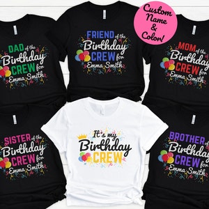Custom Name Birthday Crew Shirts Birthday Team Shirt Birthday Party ...
