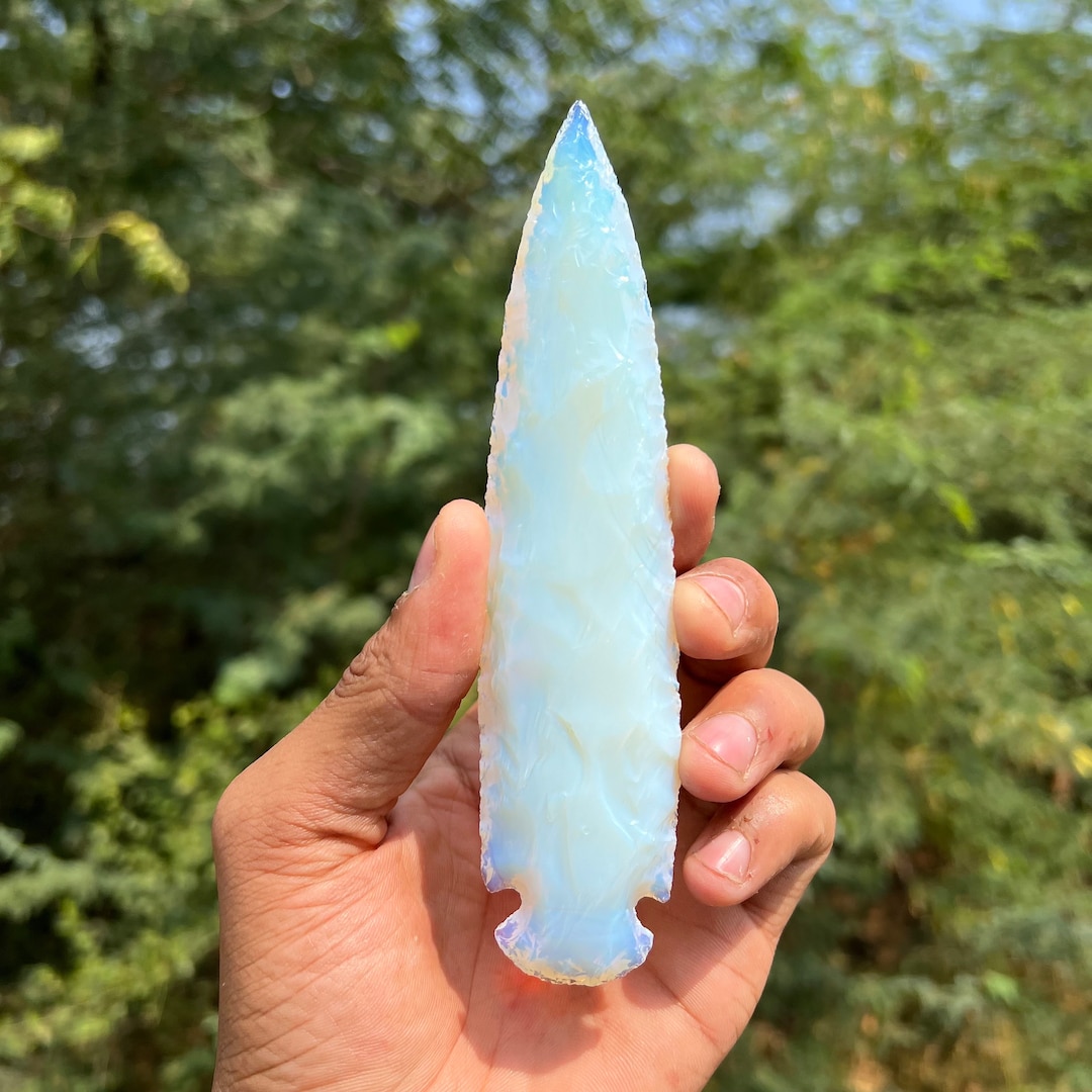 Large 6 Inch Opalite Arrowhead, Handmade Crescent Arrowhead, Healing ...