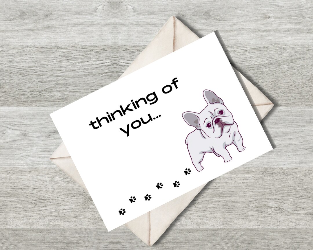 Thinking of You Printable Greeting Card / French Bulldog / Romantic ...