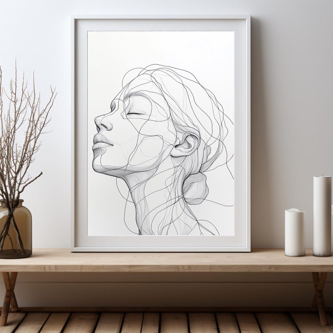 Woman Portrait Painting | Printable Wall Art | Minimalist Home Decor ...