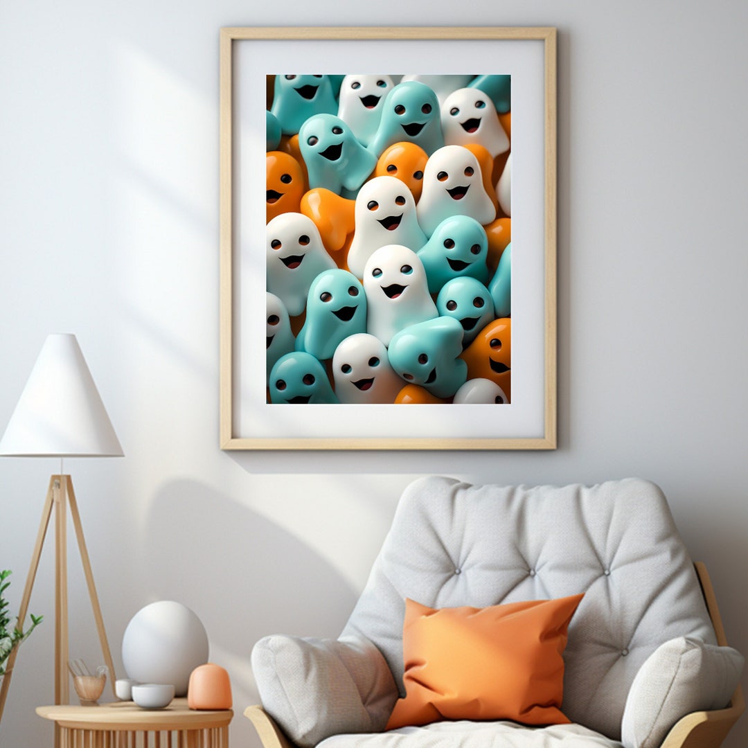 Ghosts-art-print-halloween-art-print Wall Decor With Cute - Etsy