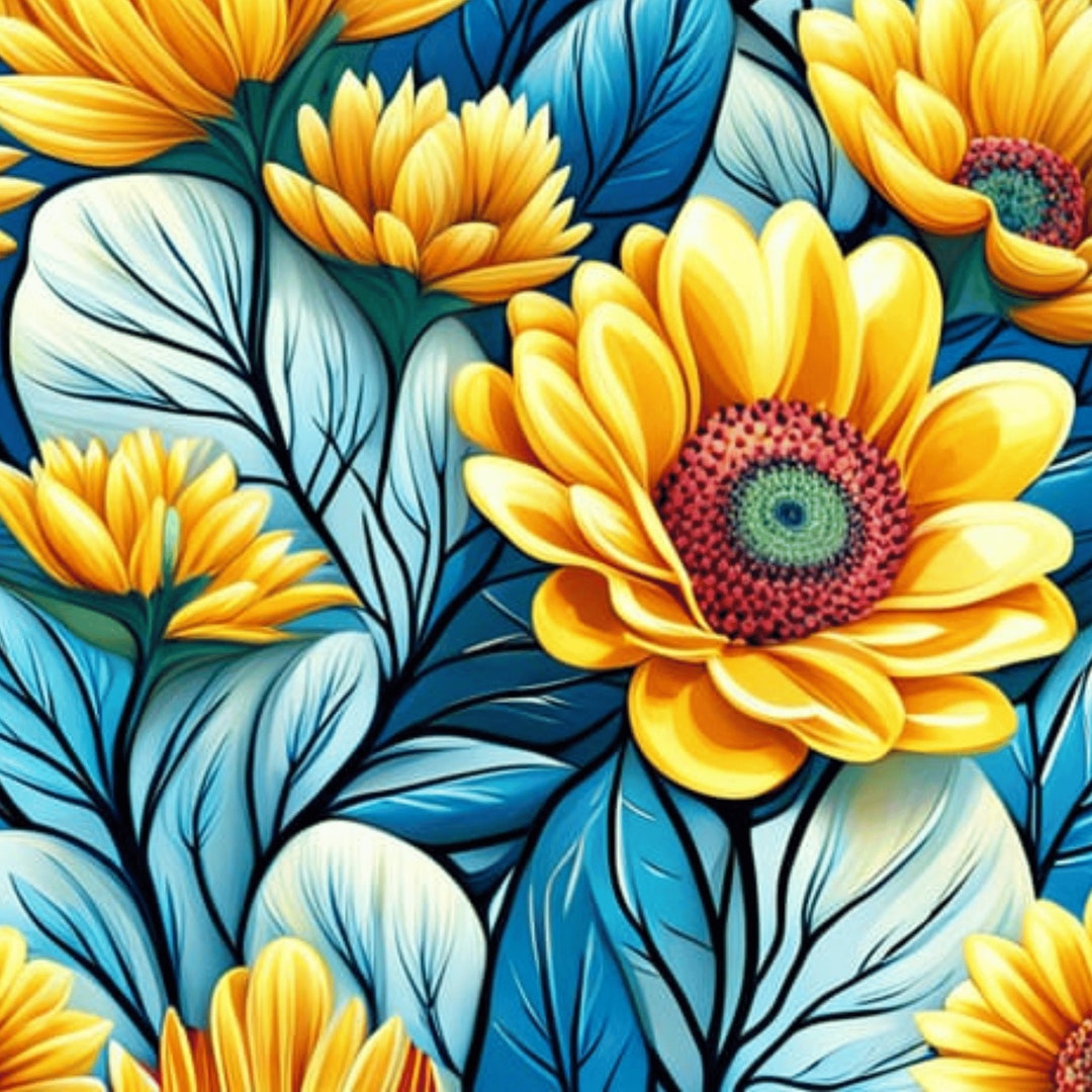 Yellow Flowers Digital Art Prints AI Generated Printable Wall Art ...