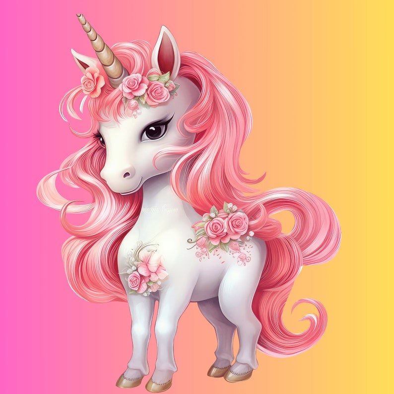 Pretty Pink Unicorn Digital Art Prints AI Generated Printable Wall Art ...