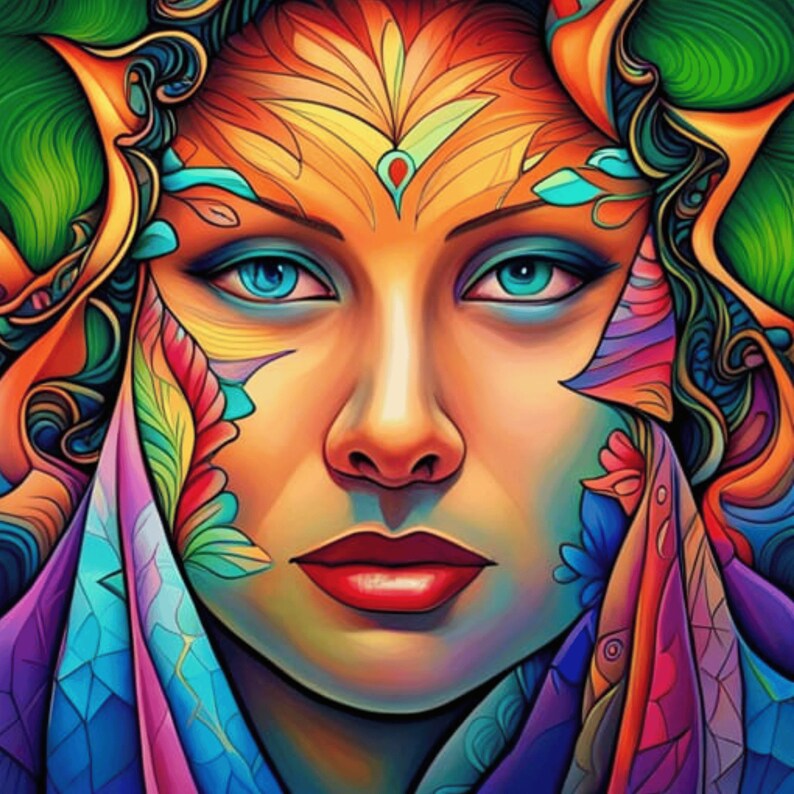 Colorful Woman 12 Digital Art Prints AI Generated Printable Wall Art ...