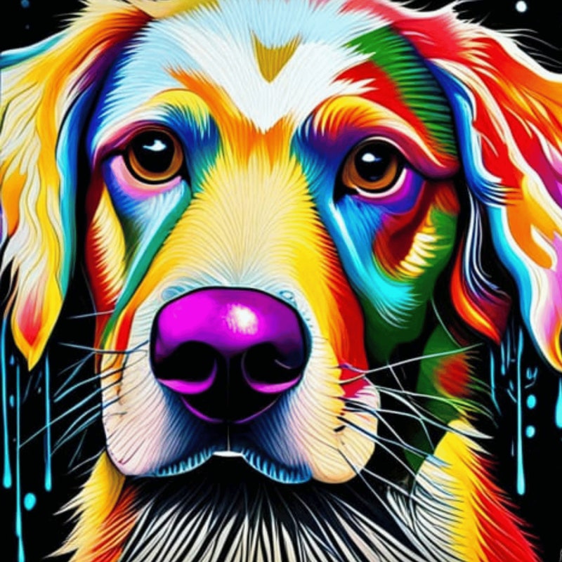 Colorful Dog Art - Etsy