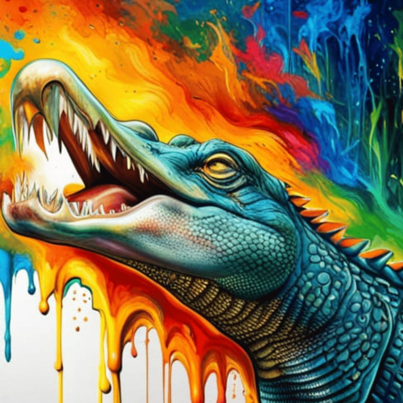 Mean Alligator Art Print AI Generated Printable Wall Art Handmade ...