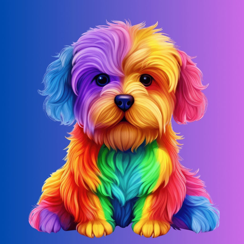 Colorful Puppy Digital Art Prints AI Generated Printable Wall Art ...