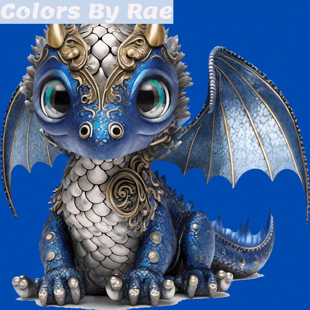 Cute Silver Blue Dragon Digital Kids Art Prints AI Generated - Etsy